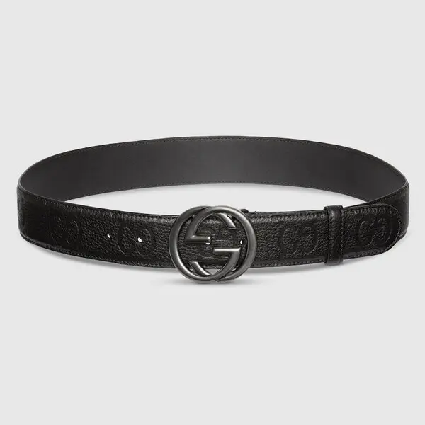 Gucci Belt With Interlocking G Buckle - Black