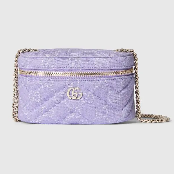 gucci GGマーモント　パープル Gucci Luxury Handbag GG Maramont Purple Velours Chain Shoulder Bag