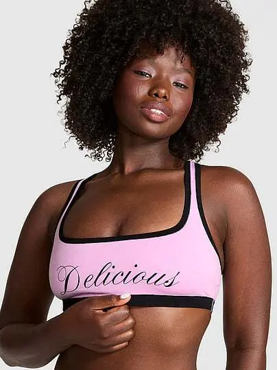 Pink Cotton Dorm Unlined Racerback Bralette - Purple