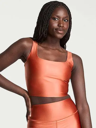 Victoria's Secret Vsx Glossytech™ Square-neck Bra Top - Orange