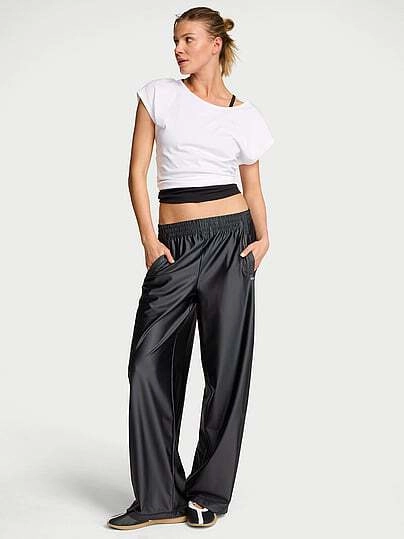 Victoria's Secret Vsx Glossytech™ Wide-leg Pant - Black
