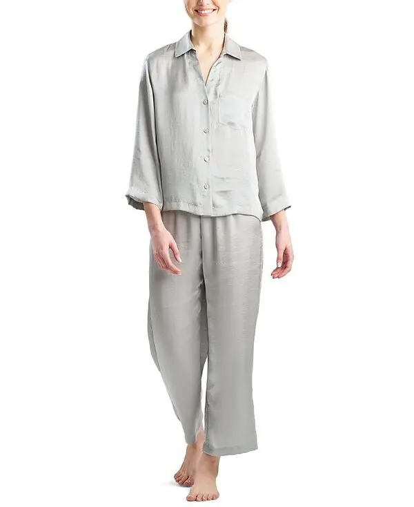 Natori Ashley Icon Notch Top And Pant Pj Set - Celadon