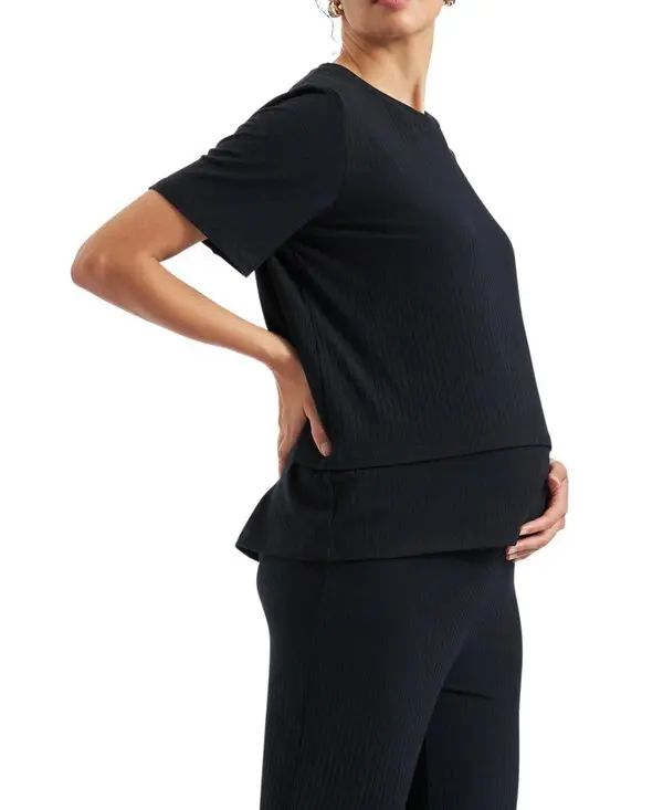 RIPE MATERNITY Mike Rib Nursing Top - Black