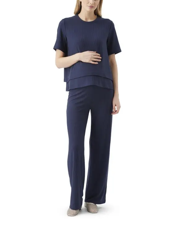 RIPE MATERNITY Rib Nursing Top - Navy