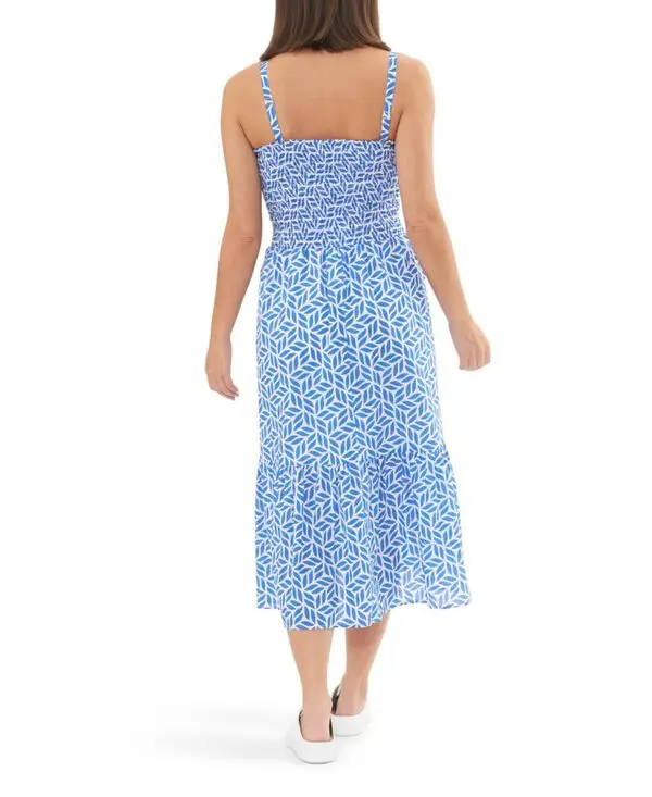RIPE MATERNITY Capri Shirred Midi Dress - White / Lapis