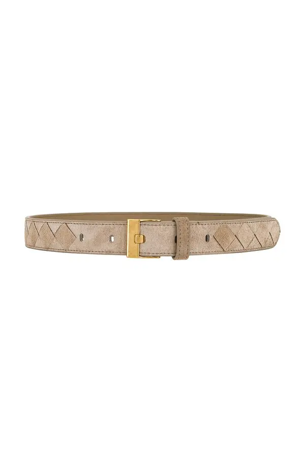 Bottega Veneta Intrecciato Belt - Mastice & Muse Brass