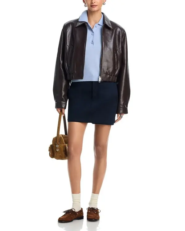 Aqua 100% Cashmere Polo Sweater - Chambray