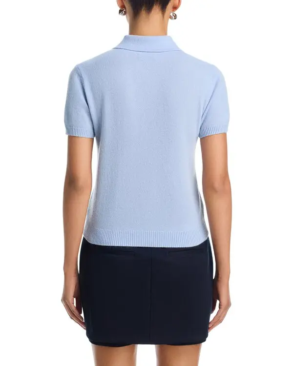 Aqua 100% Cashmere Polo Sweater - Chambray