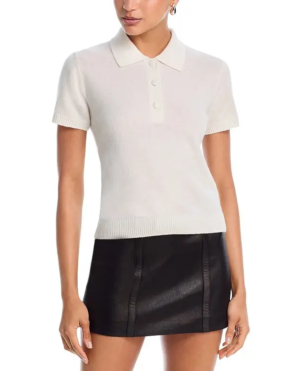 Aqua 100% Cashmere Polo Sweater - Ivory