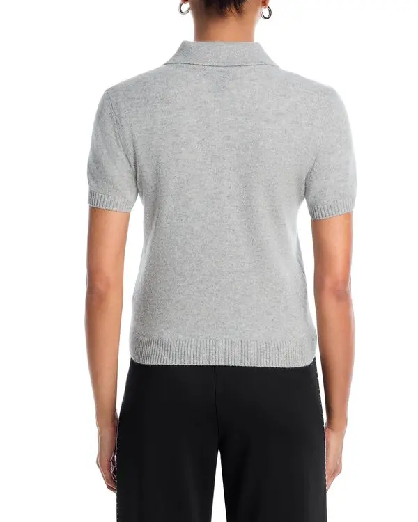 Aqua Cashmere Polo Sweater - Light Gray