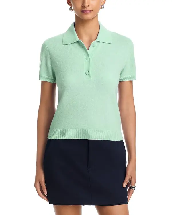 Aqua 100% Cashmere Polo Sweater Exclusive - Pistachio