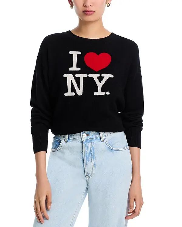 Aqua 100% Cashmere Ilny Crewneck Sweater