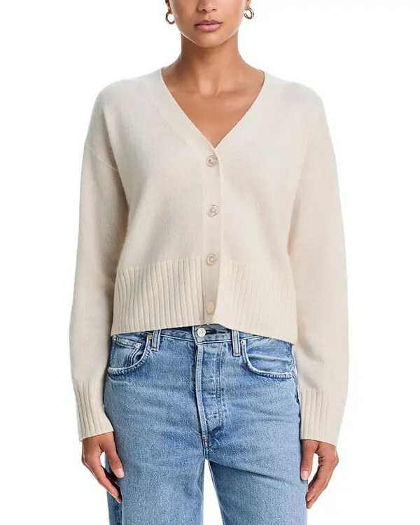 Aqua 100% Cashmere V-neck Cardigan - Ash