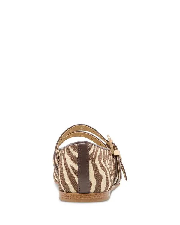 Dolce Vita Baylee Grommet Mary Jane Flats - Beige Zebra Raffia