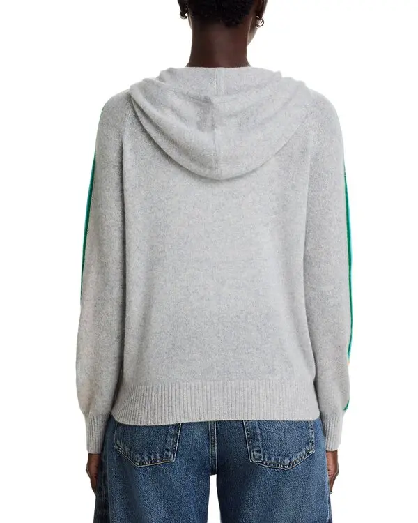 Aqua 100% Cashmere Rainbow Stripe Zip Hoodie