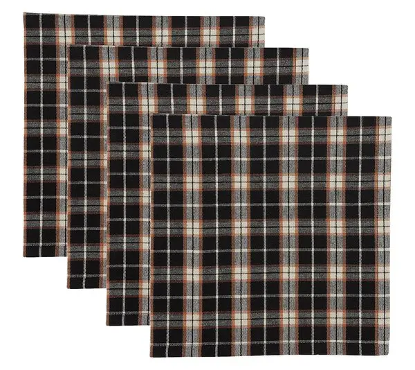 DESIGN IMPORTS Set Of 4 Hallows Eve Plaid Napki N - One-color