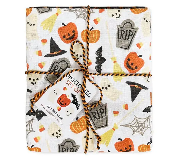DESIGN IMPORTS Set Of 3 Halloween Fun Kitchen T Owels - One-color