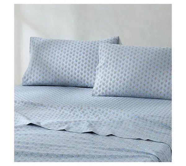 LUSH DECOR Freesia Cotton Sheet Set Blue 4-piec E Set Full
