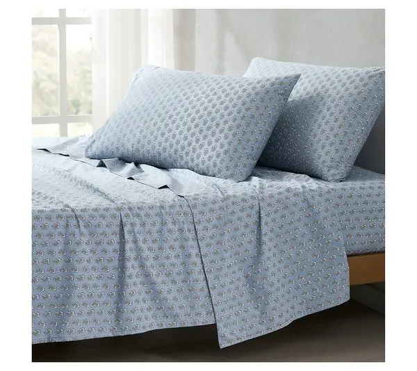 LUSH DECOR Freesia Cotton Sheet Set Blue 4-piec E Set Full