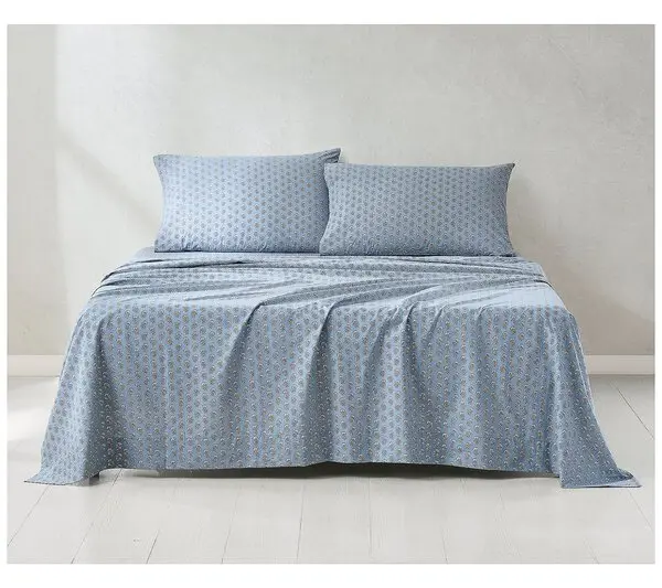 LUSH DECOR Freesia Cotton Sheet Set Blue 4-piec E Set King - One-color
