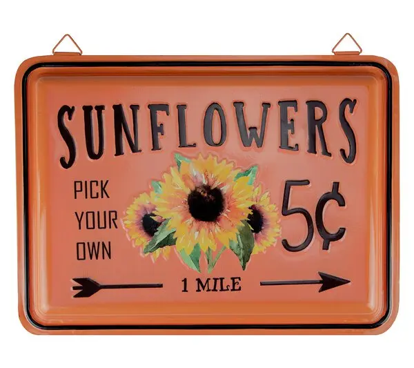 NORTHLIGHT 15' Burnt Orange Sunflowers Metal Fa L Wall Plaque - One-color