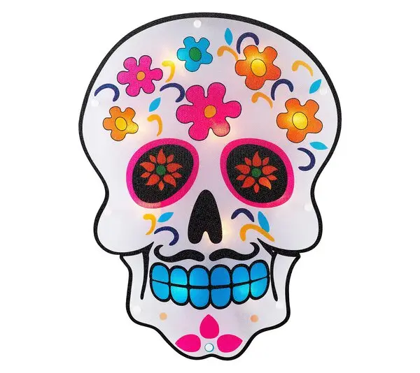 NORTHLIGHT 15' Prelit Skull Day Of The Dead Win Ow Silhouette - One-color