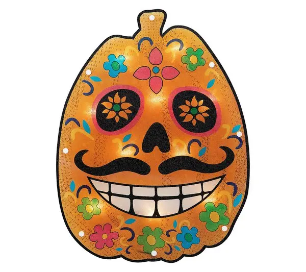 NORTHLIGHT Prelit Sugar Skull Window Silhouette 15 - One-color