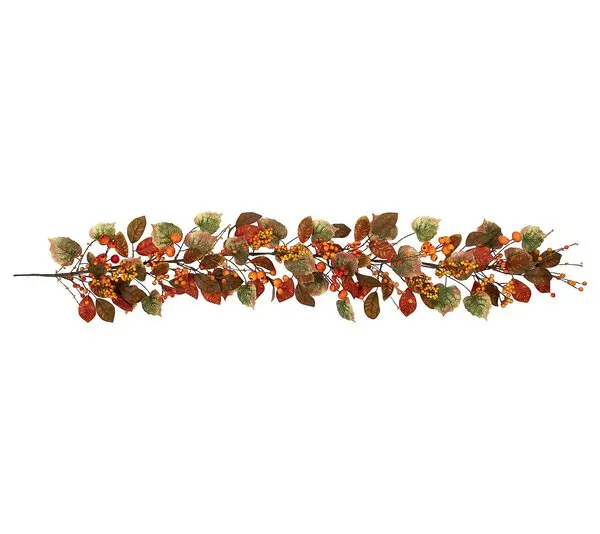 NORTHLIGHT Leaves & Gourds Harvest Garland 5' X 10' Unlit - One-color