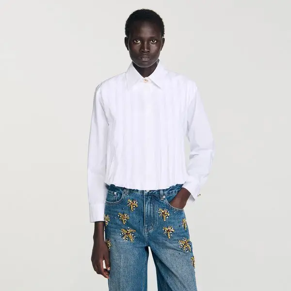Sandro Pleated Cropped Shirt