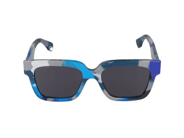 Gucci Full Rim Square Frame Sunglasses - Blue Blue Grey