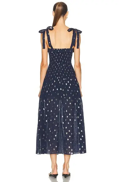 LoveShackFancy Hillaria Dress With Metallic Star Print