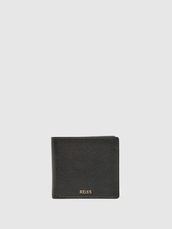 REISS Cabot Grained Leather Wallet - Chocolate