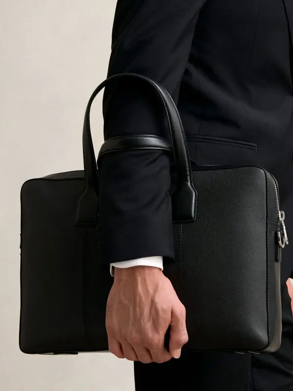 REISS Carlos Micro-grain Leather Briefcase