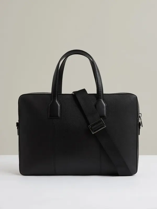 REISS Carlos Micro-grain Leather Briefcase