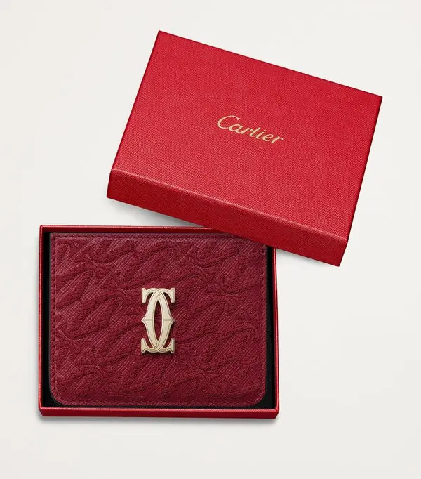 Cartier Leather C De Embroidered Card Holder - Red