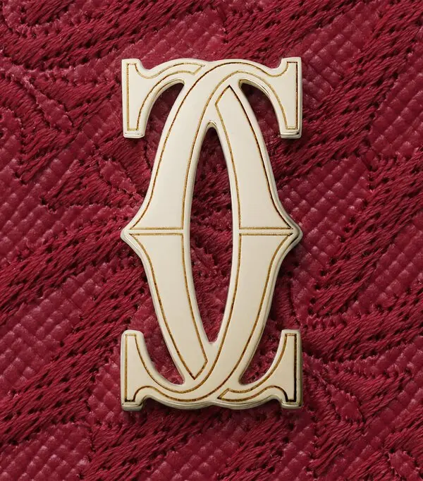 Cartier Leather C De Embroidered Card Holder - Red
