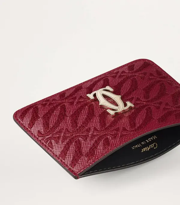 Cartier Leather C De Embroidered Card Holder - Red