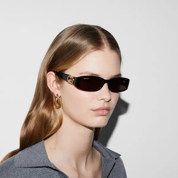 Gucci Rectangular Frame Sunglasses - Brown