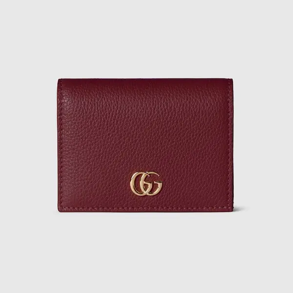 Gucci Bi-color Gg Marmont Small Wallet Leather - Bordeaux