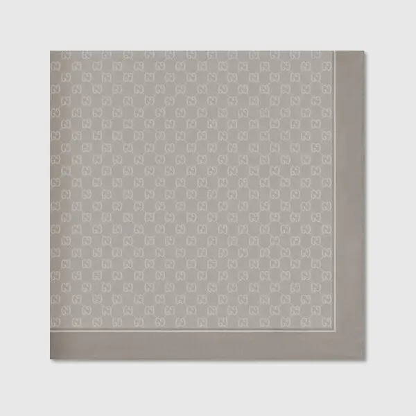 Gucci Laminated Printed Silk Twill Carré Silk - Grey