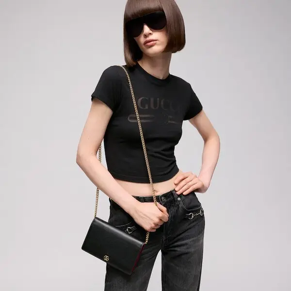 Gucci Gg Marmont Wallet On Chain Leather - Black