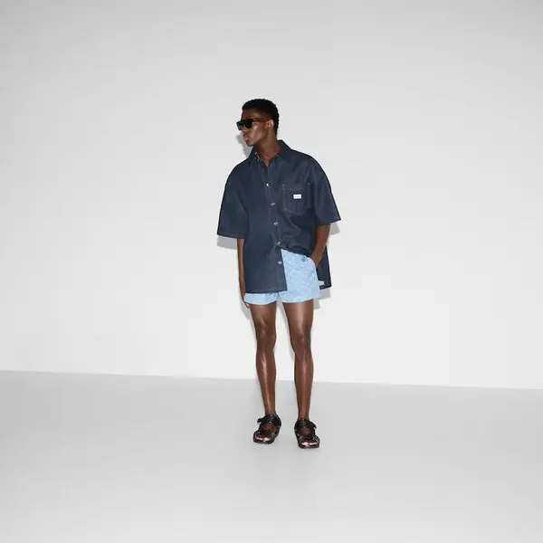 Gucci Printed Poplin Tech Swim Shorts With Pouch