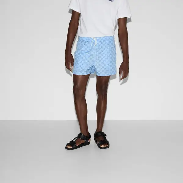 Gucci Printed Poplin Tech Swim Shorts With Pouch