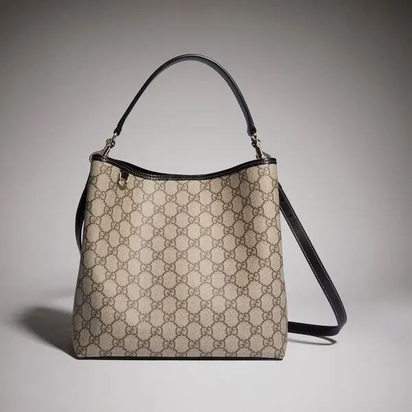 Gucci Gg Emblem Medium Bucket Bag Gg Canvas - Beige