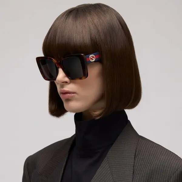 Gucci Square Frame Sunglasses - Brown