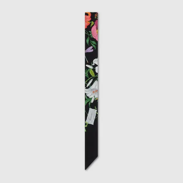 Gucci Printed Silk Twill Ribbon Silk - Black