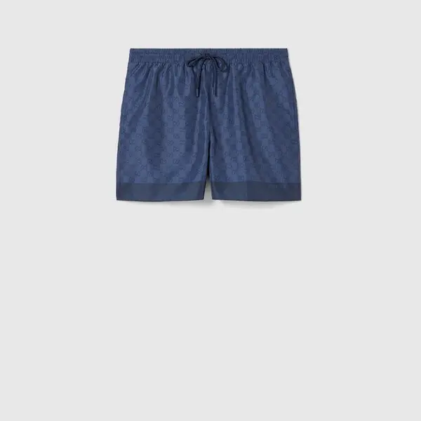 Gucci Printed Technical Poplin Swim Shorts - Blue