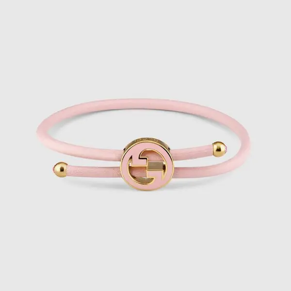 Gucci Bracelet With Enamel Round Interlocking G - Gold-toned Metal