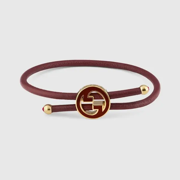 Gucci Bracelet With Enamel Round Interlocking G - Gold-toned Metal