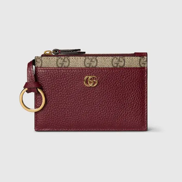 Gucci Bi-color Gg Marmont Zip Key Pouch Leather - Bordeaux